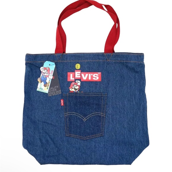 Levi's | Bags | New Levis X Super Mario Blue Denim Tote Bag With Red ...
